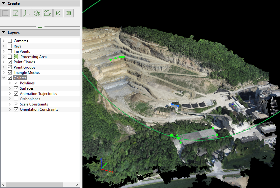 Menu View > rayCloud > Left sidebar > Layers > Objects - PIX4Dmapper